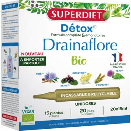 DRAINAFLORE BIO UNIDOSES x20 | SUPER DIET | Acheter sur EtiketBio.eu