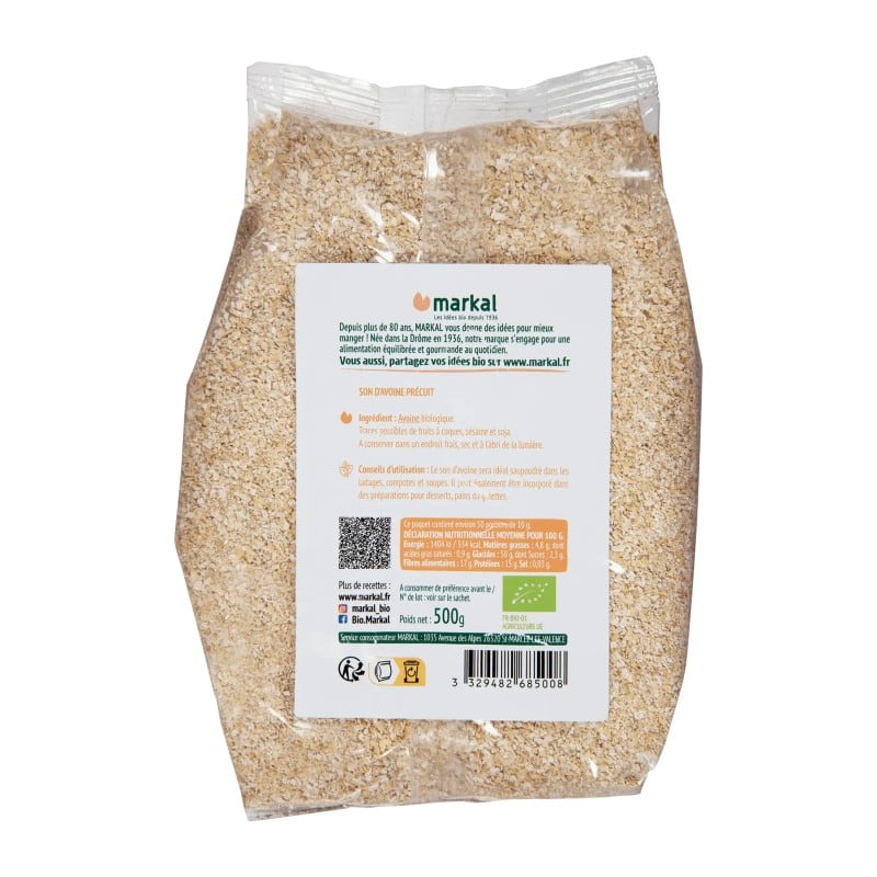 Son d'avoine bio 500g | Riche en fibres