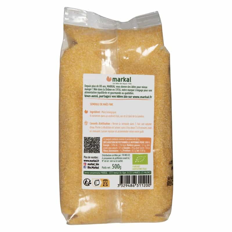 Semoule de maïs bio fine 500g Markal