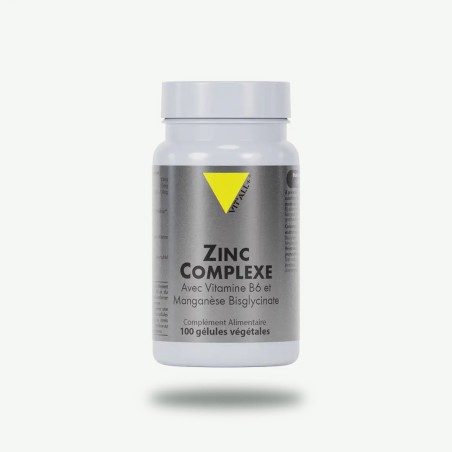 Zinc Complexe 100 gélules – Vitall+ Zinc, B6, Mn